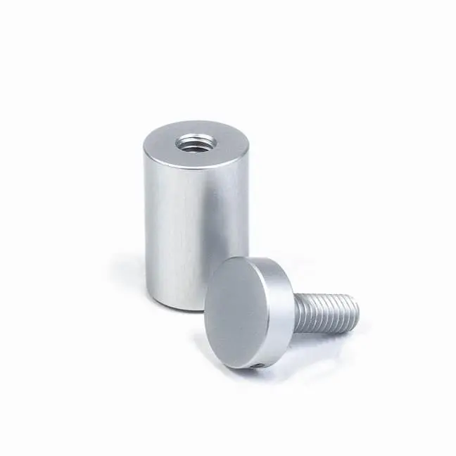 Sign Standoffs with M6 Stud-Cap – 5/8" Dia x 1" Aluminum Standoff