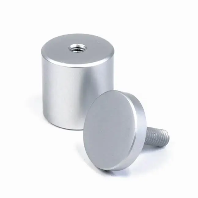 Sign Standoffs with M6 Stud-Cap – 1" Dia x 1" Aluminum Standoff