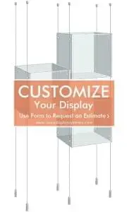 Cable Suspended Clear Acrylic Showcase Display Kit | Open Front & Back