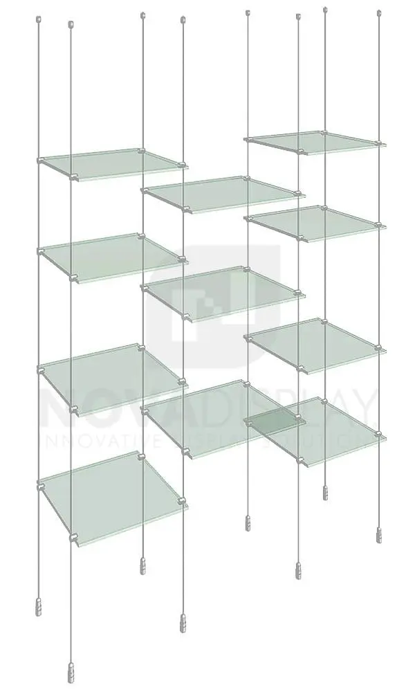 Cable/Rod Suspended Glass Shelves | Nova Display Systems Store