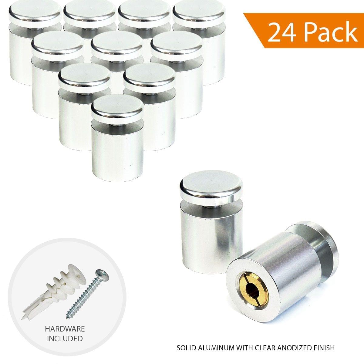 Sign Standoffs with M6 Stud-Cap – 1" Dia x 1" Aluminum Standoff