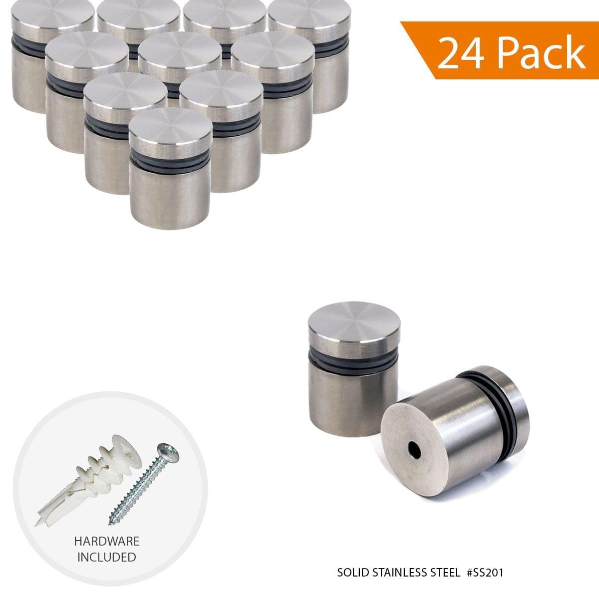 Sign Standoffs with M6 Stud-Cap – 1" Dia x 1" Aluminum Standoff