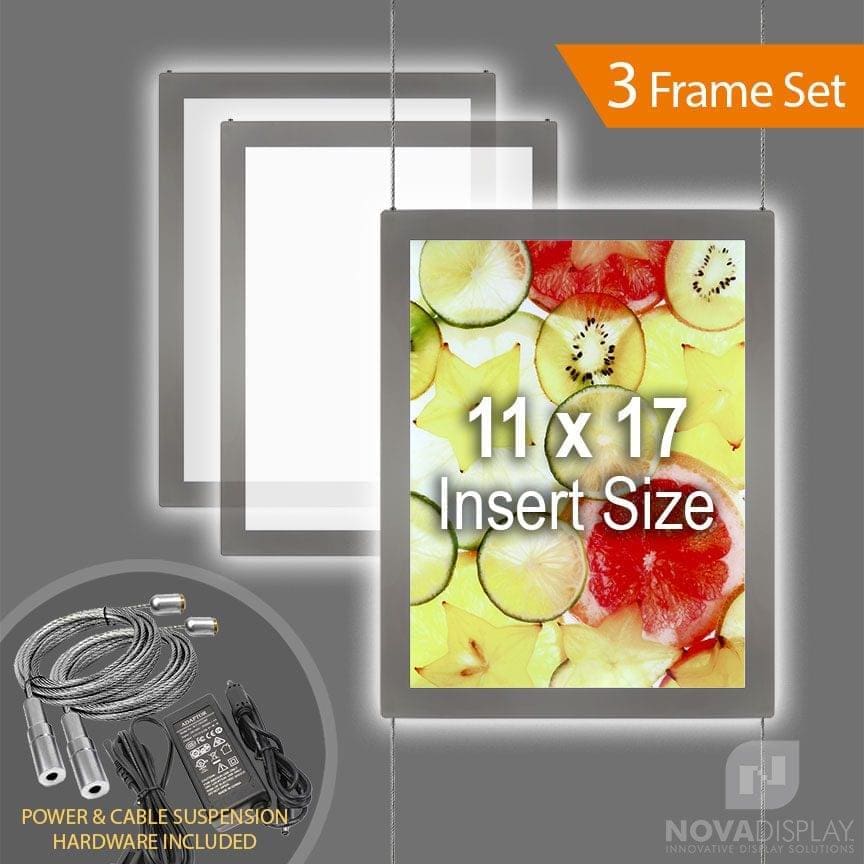 Rimless LED Backlit Window Display with Cable Suspension Set