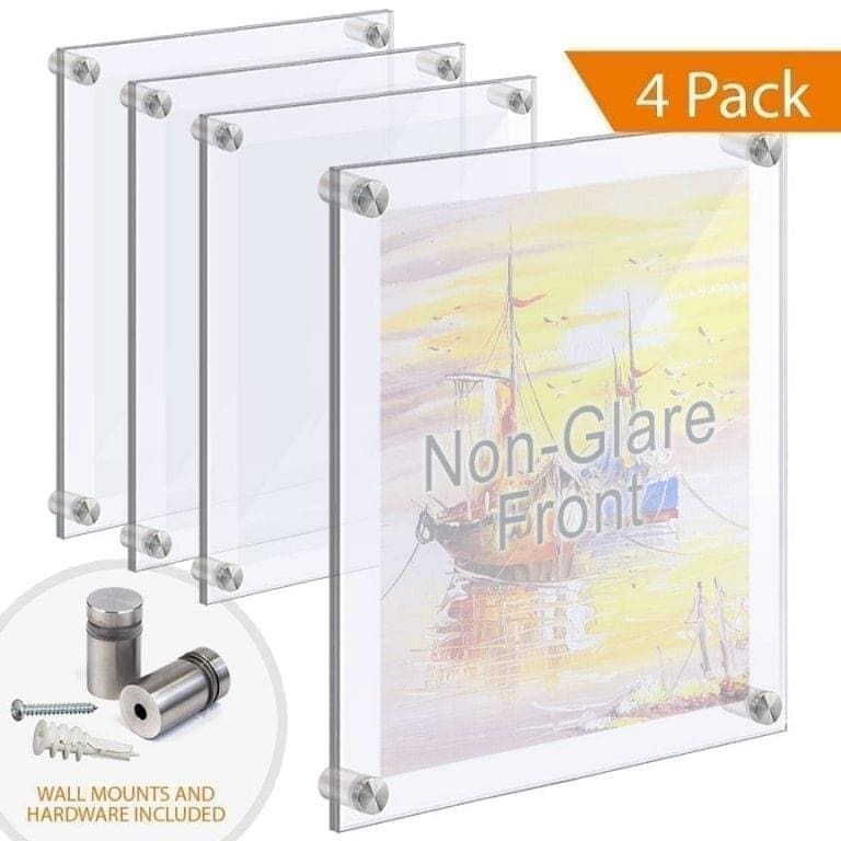 Large Format Acrylic Poster Frames with Non-Glare Front on Standoffs