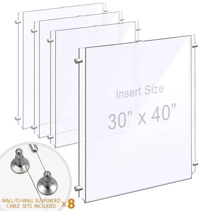 Oversize Acrylic Poster Holder | Wall Mounted on Cable Display System