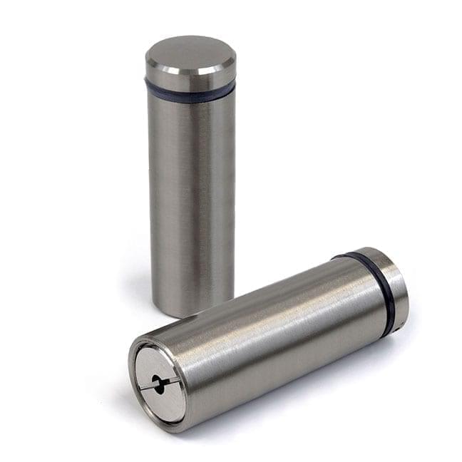 1" Dia. x 3" Brushed Nickel Sign Standoff M10 Stud-Cap | Nova Display