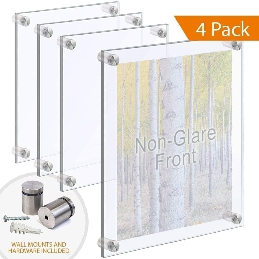 Oversize Acrylic Poster Frames with Standoffs Hardware – Bundle Deal