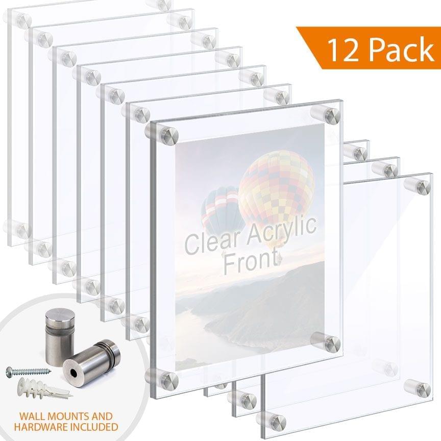 1/2 Thick Clear Acrylic Block Frame | Wall Mounted with Standoffs