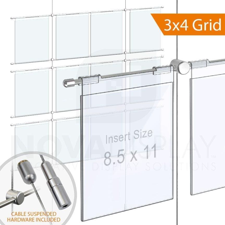 Acrylic Poster Display | Cable Suspended Hook-on Info/Poster Holders