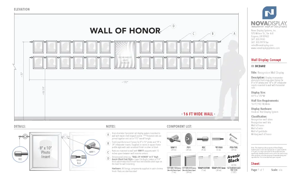 DC2602 Recognition Wall Display Concept | Wall of Honor Display