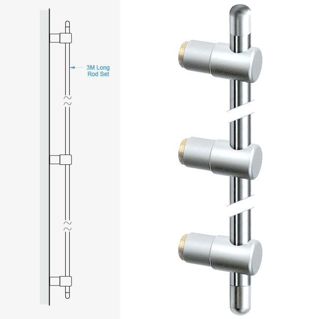 Wall-to-Wall Fixing Kit with 3M (9’ 10”) Long Rods and End Caps