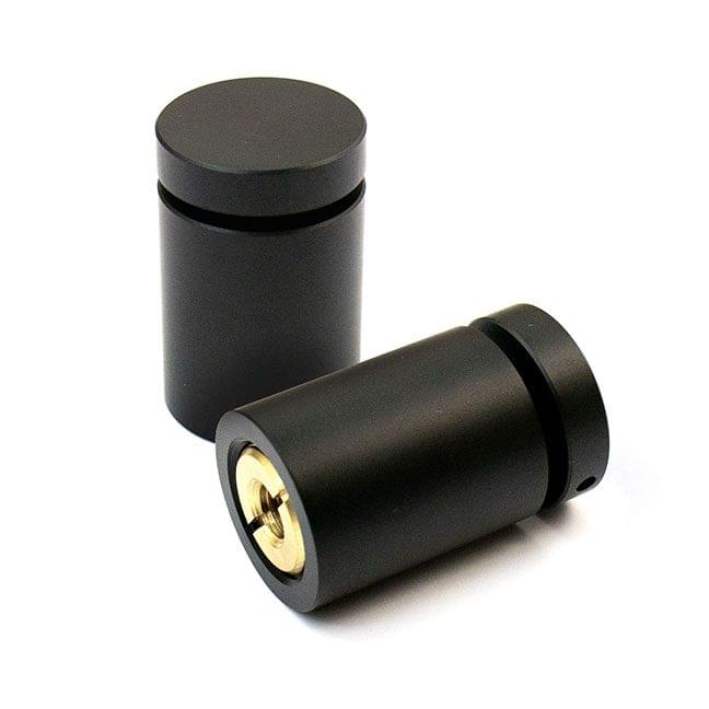 3/4" Dia x 1" Sign Standoff with M6 Stud-Cap | Satin Black Aluminum