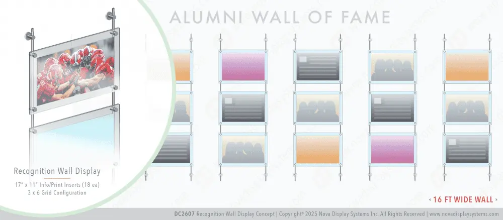 DC2607 Recognition Wall Display – 16ft Wall | Alumni Wall of Fame