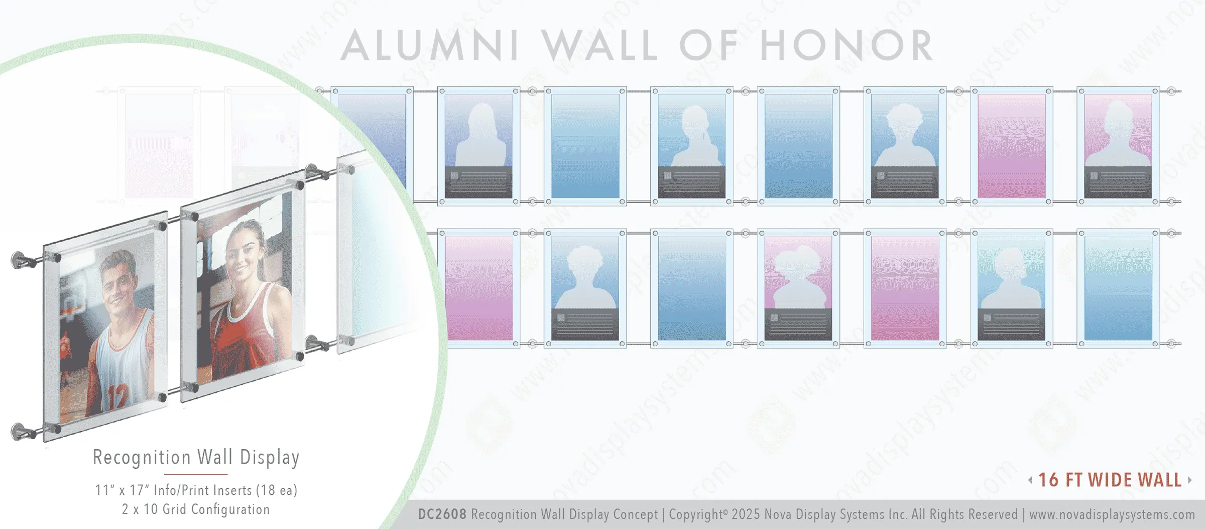 DC2608 Recognition Wall Display–16ft Wall | Alumni Wall of Honor