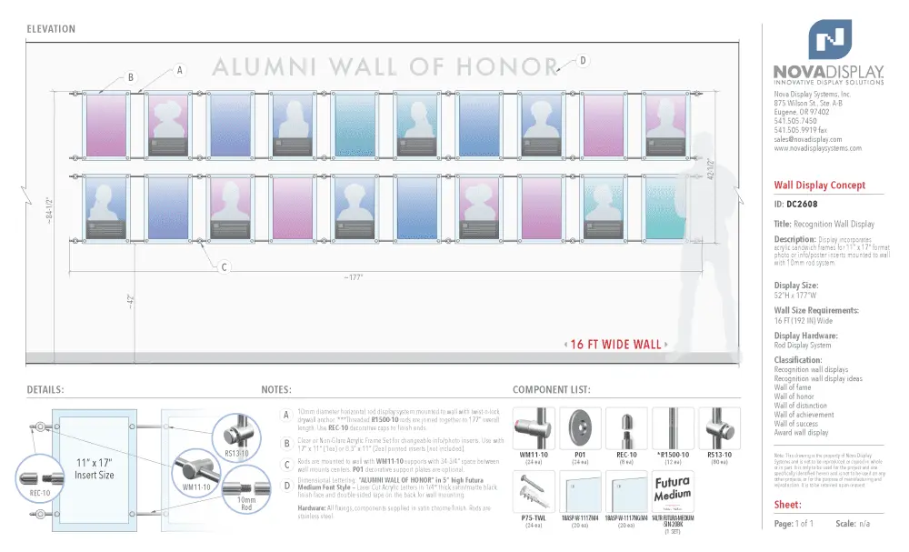 DC2608 Recognition Wall Display Concept | Alumni Wall of Honor