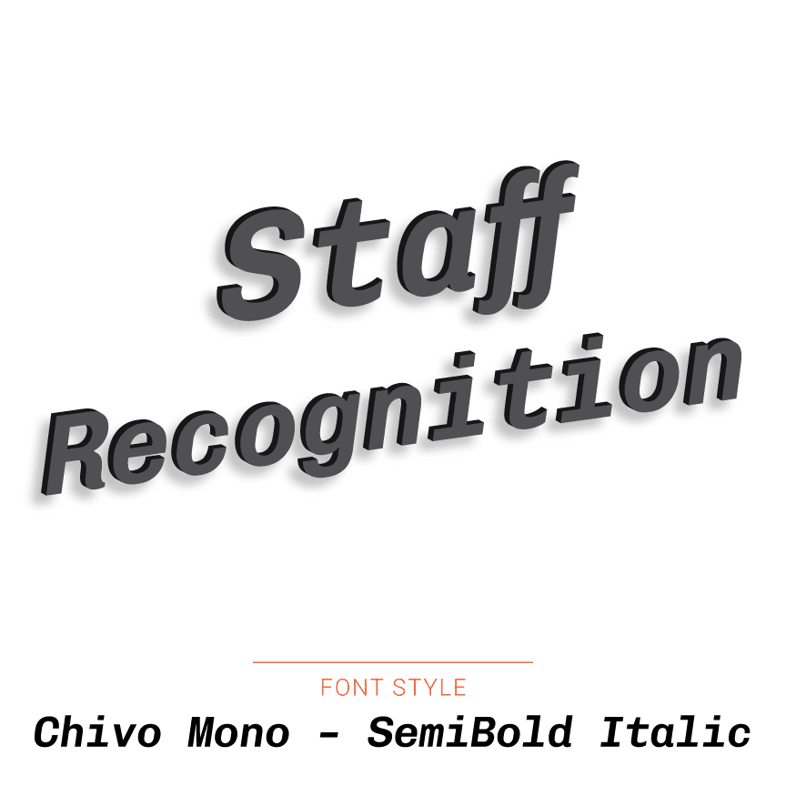 Mono Font Styles – Flat Cut Acrylic Letters in Satin-Matte Black