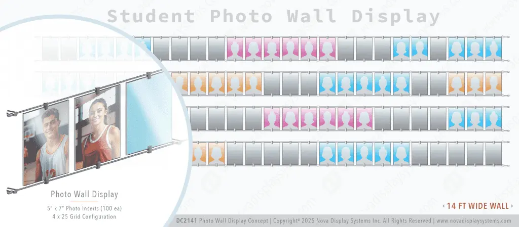 DC2141 Photo Wall Display – 14ft Wall | Student Photo Display