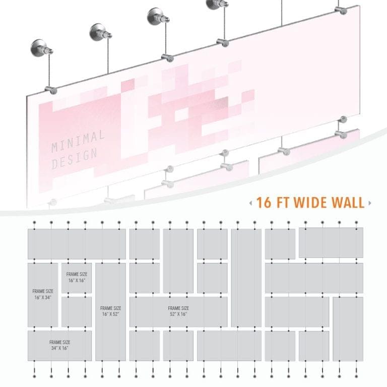 DC2701 Infographic Wall Display with Acrylic Frames – 16ft Wall