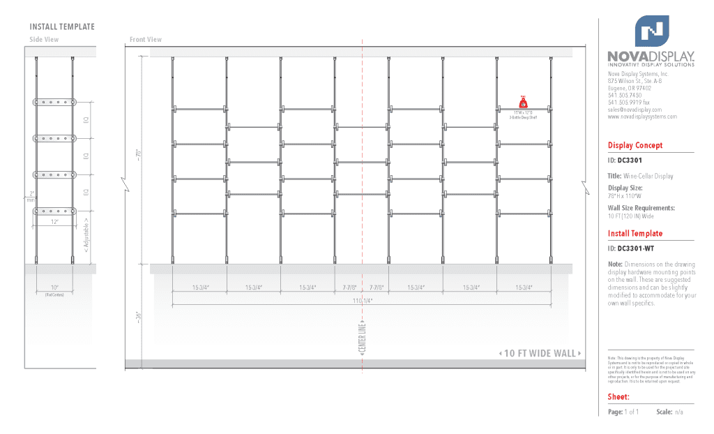 DC3301 Wine-Cellar Display Rack with Rod Suspended Shelves