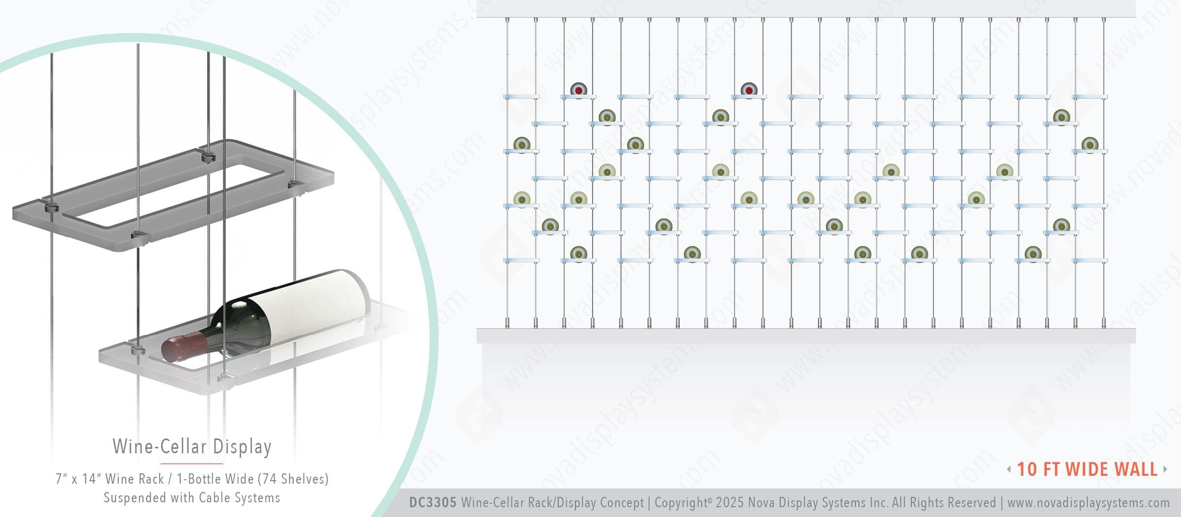 DC3305 Wine-Cellar Display Concept w/Cable System – 10ft Wall